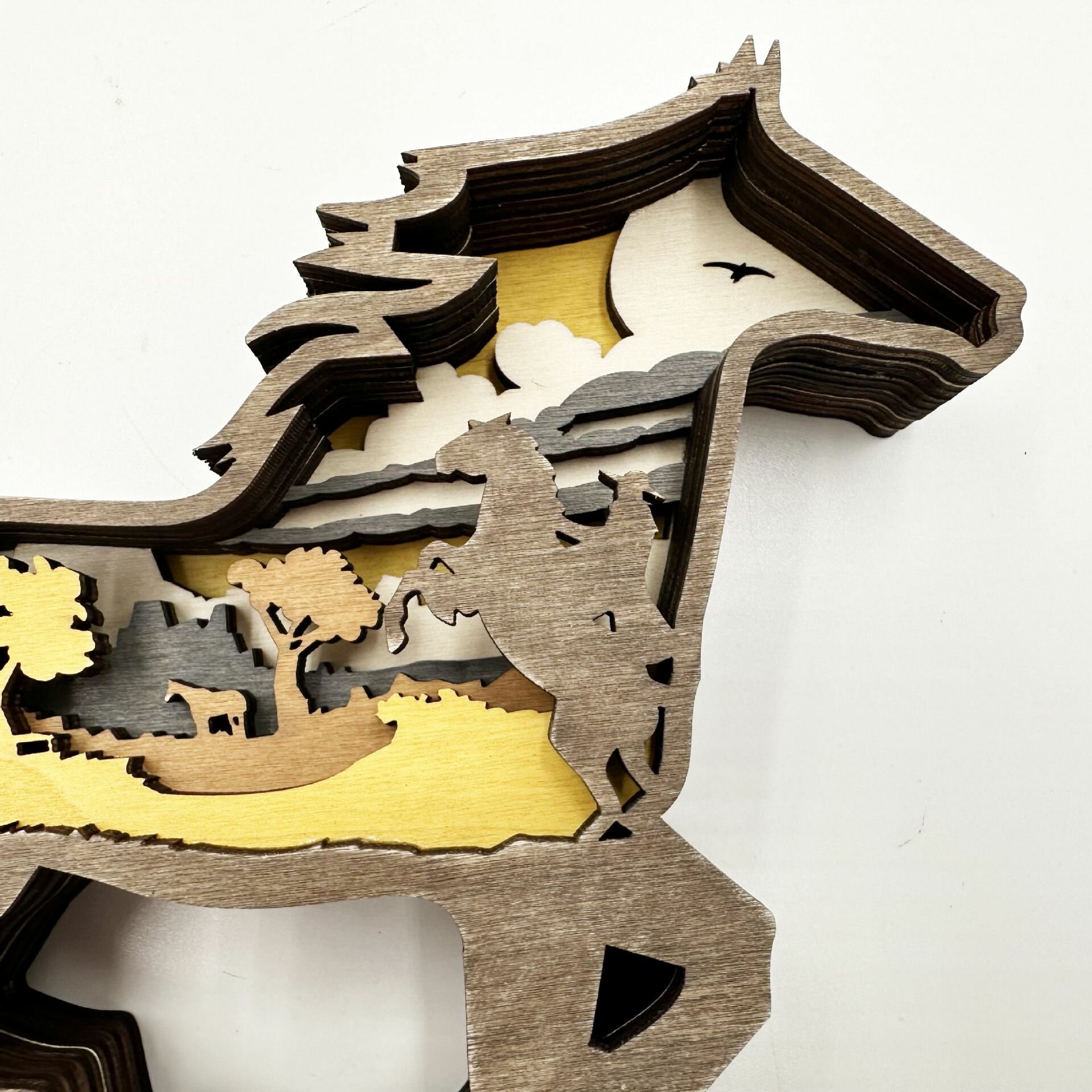 Новая деревянная 3D декорация в виде лошади, креативный дизайн, настольное украшение для дома и офиса, ремесленное изделие