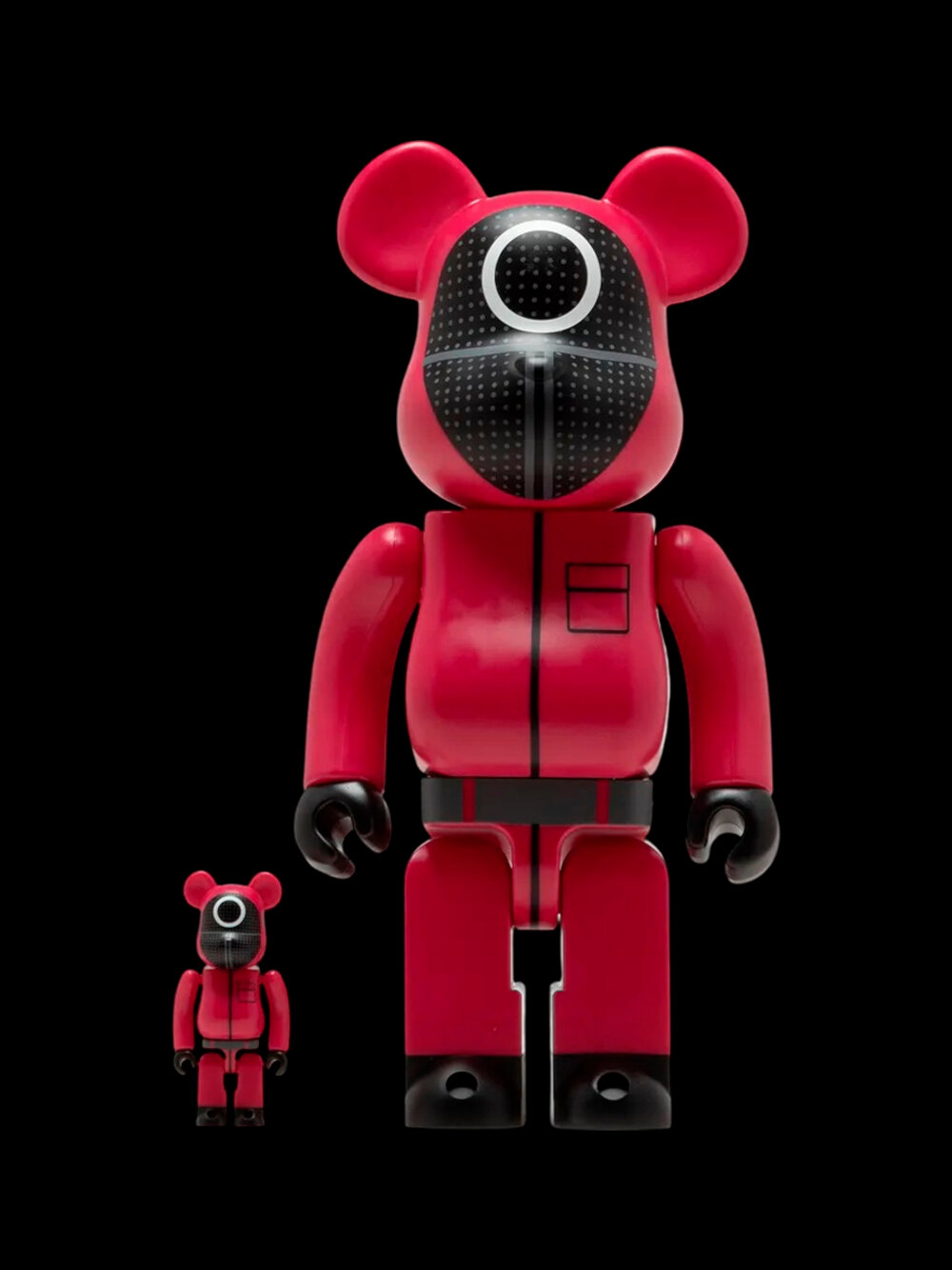 Коллекционная оригинальная фигура Bearbrick Squid Game Worker 400% 100% / 28 см высота / ABS пластик / Medicom Toy