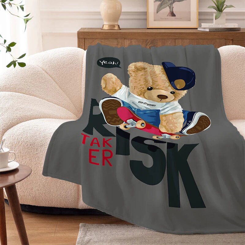 Digital Print T-Teddys Bear Fleece Blanket, 10M648, 75x100cm