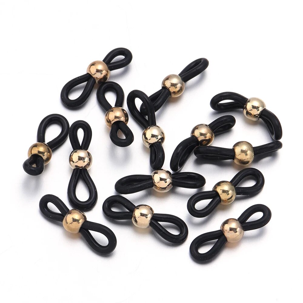 Силиконовые держатели для очков 50 шт. Черный, gold black 22x6mm