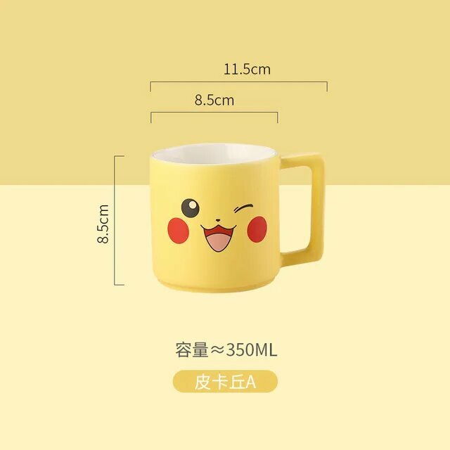 Кружка с изображением покемона Пикачу, мультяшная, детская, креативная, с принтом персонажей аниме, кофейная кружка, кавайная, керамическая, для дома, для воды