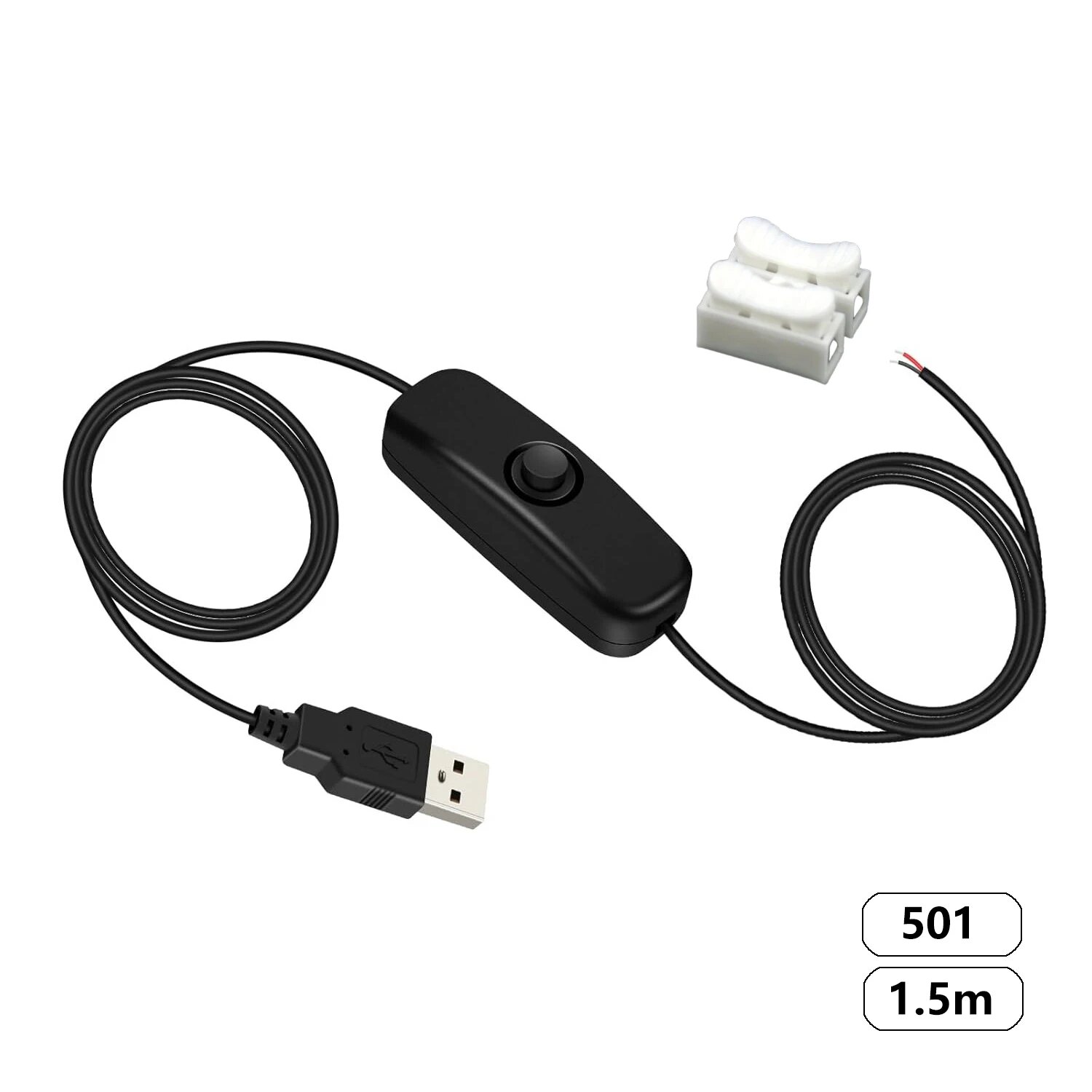 USB 2.0 A штекер и 2-контактный 2-проводной разъем кабеля питания для зарядки DIY для USB-вентилятора Настольная лампа 501 5 В Удлинительный кабель USB-переключателя