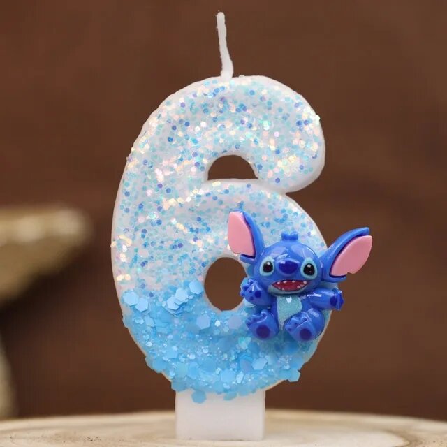 Синяя цифровая свеча с цифрами 0-9 в стиле аниме «Лило и Стич», кавайный ангелочек «Стежок», детские тематические свечи для вечеринок, подарки для детей,