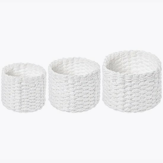 Набор корзин для хранения EL Casa 3 шт, плетеные, 18х18 см, 15х15 см, 12х12 см, белый (240639)