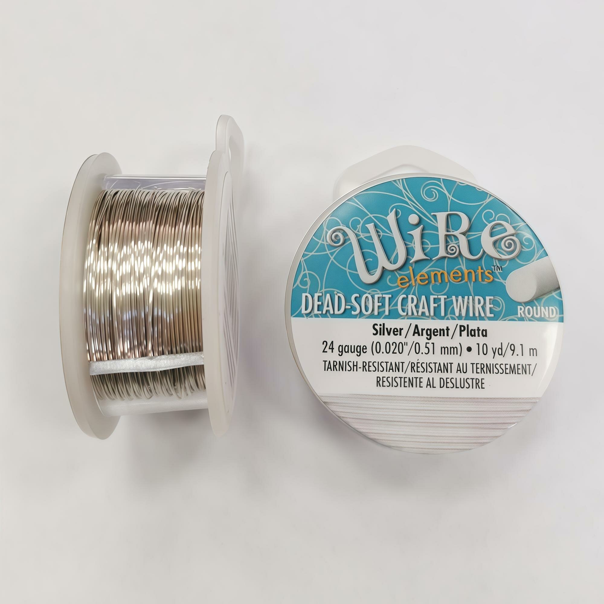 Проволока гибкая, 0.511мм, Wire elements (Craft Wire), не темнеющая, серебристого цвета, катушка, 9.1 метра