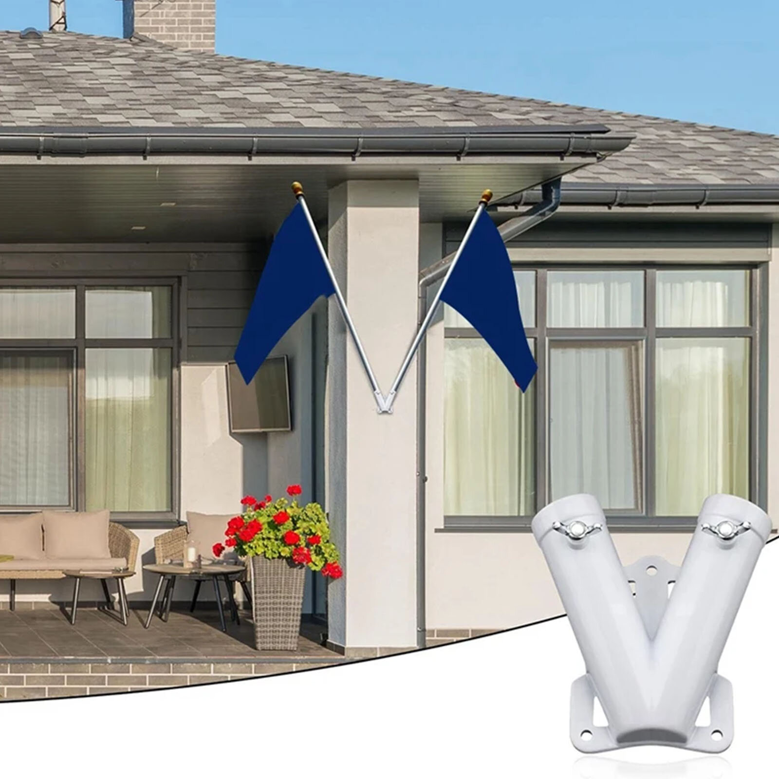 Двойной кронштейн для флага фасадный (Черный)