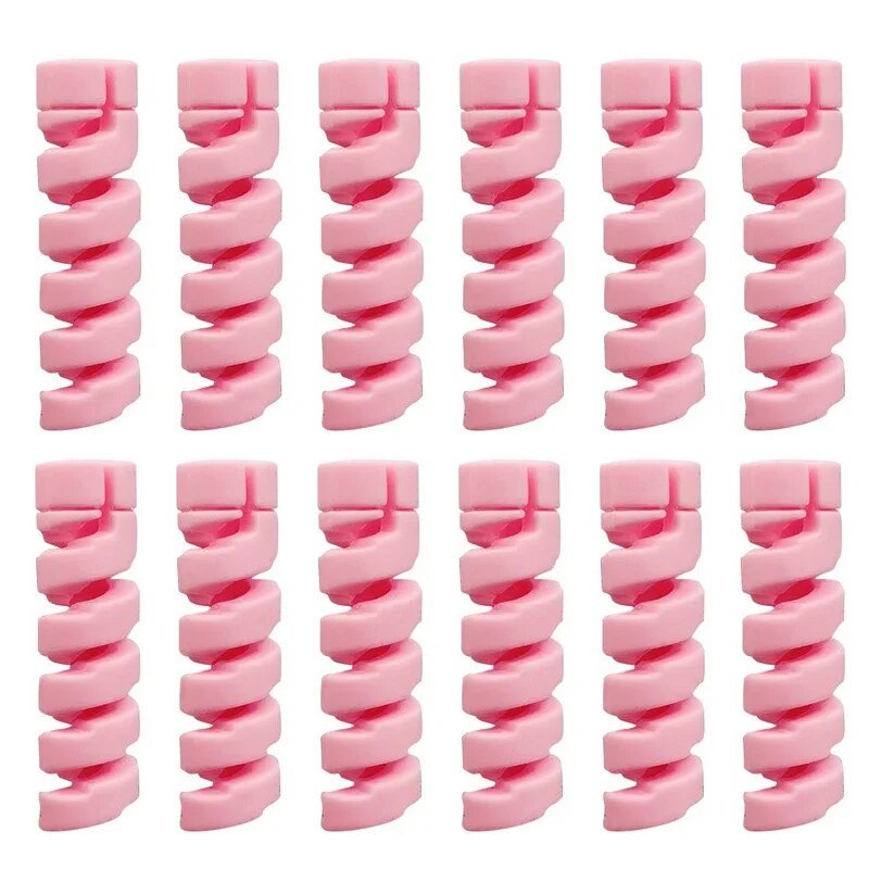 Протектор кабеля силиконовый 12 шт 12pcs (Pink)