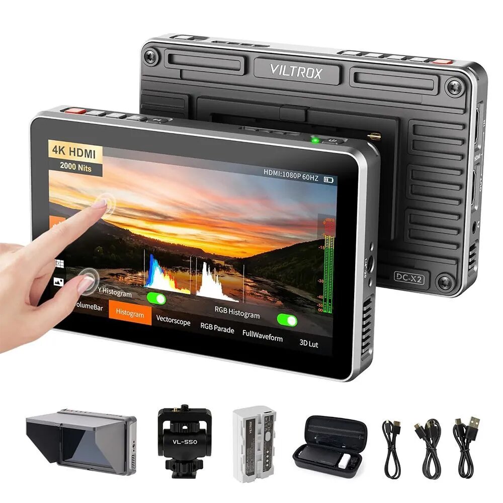VILTROX DC-X2 Металл Сенсорный экран 4K HDMI Монитор поля камеры 6" дюйма 3D LUT IPS HD 1920x1080 с аккумулятор