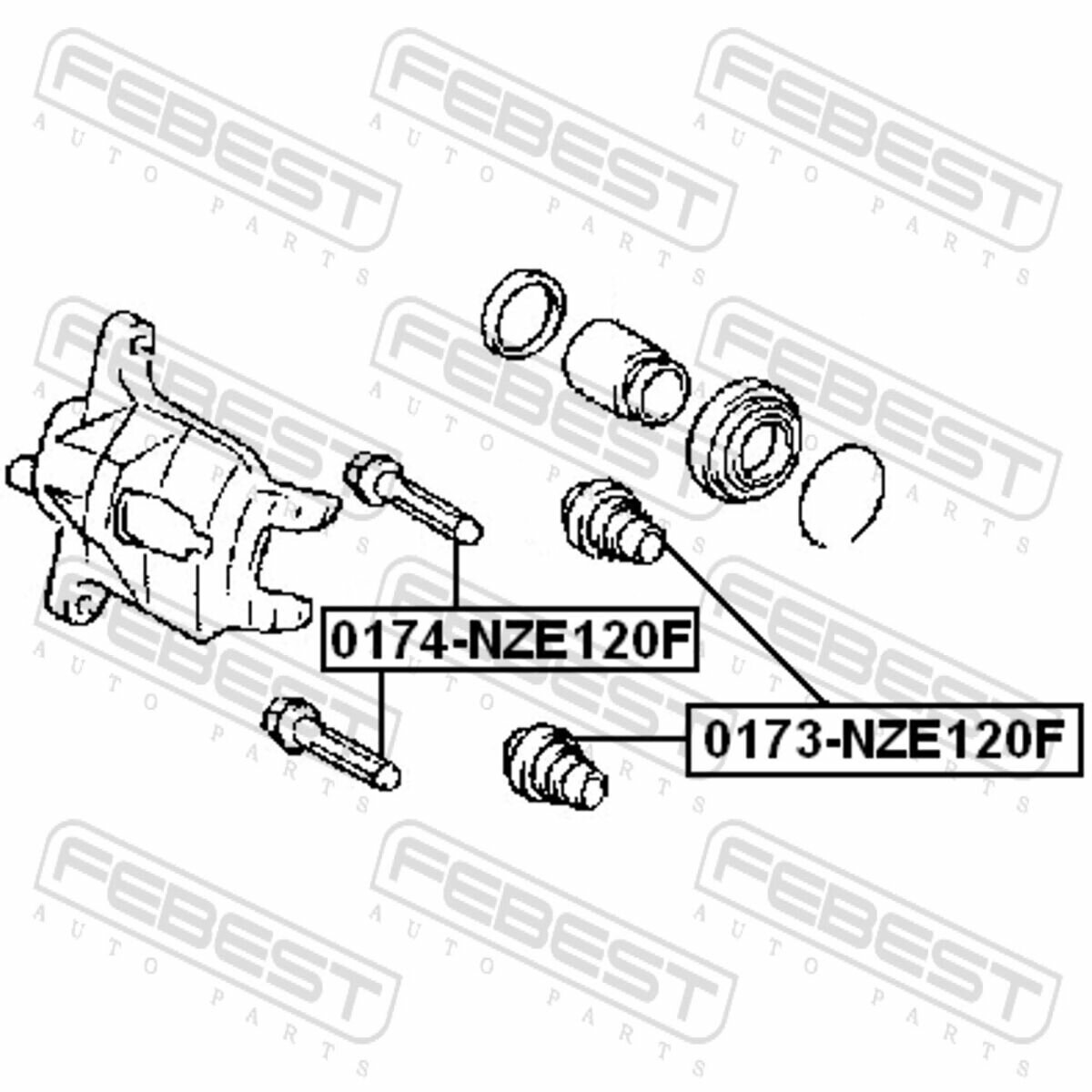 Пыльник Втулки Направляющей Суппорта Тормозного Переднего(Febest 0173-Nze120F)