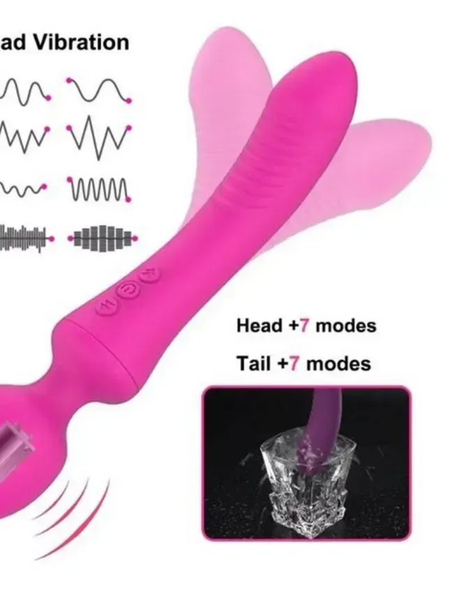 Вибратор для женщин двусторонний вагинальный и клиторальный микрофон