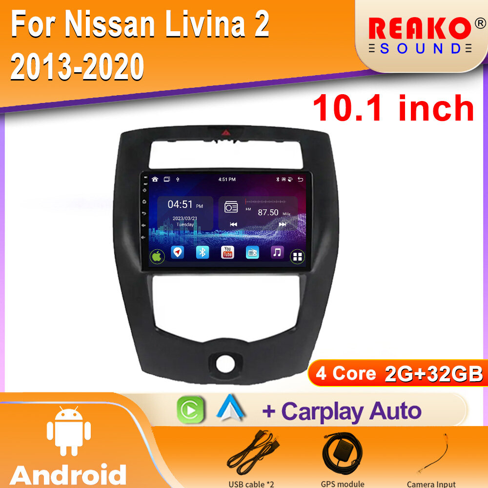 Магнитола для Nissan Livina 2 2013-2020, с камерой заднего вида. IPS экран 10 дюймов, Wifi 2din с сенсорным экраном, usb и блютузом.