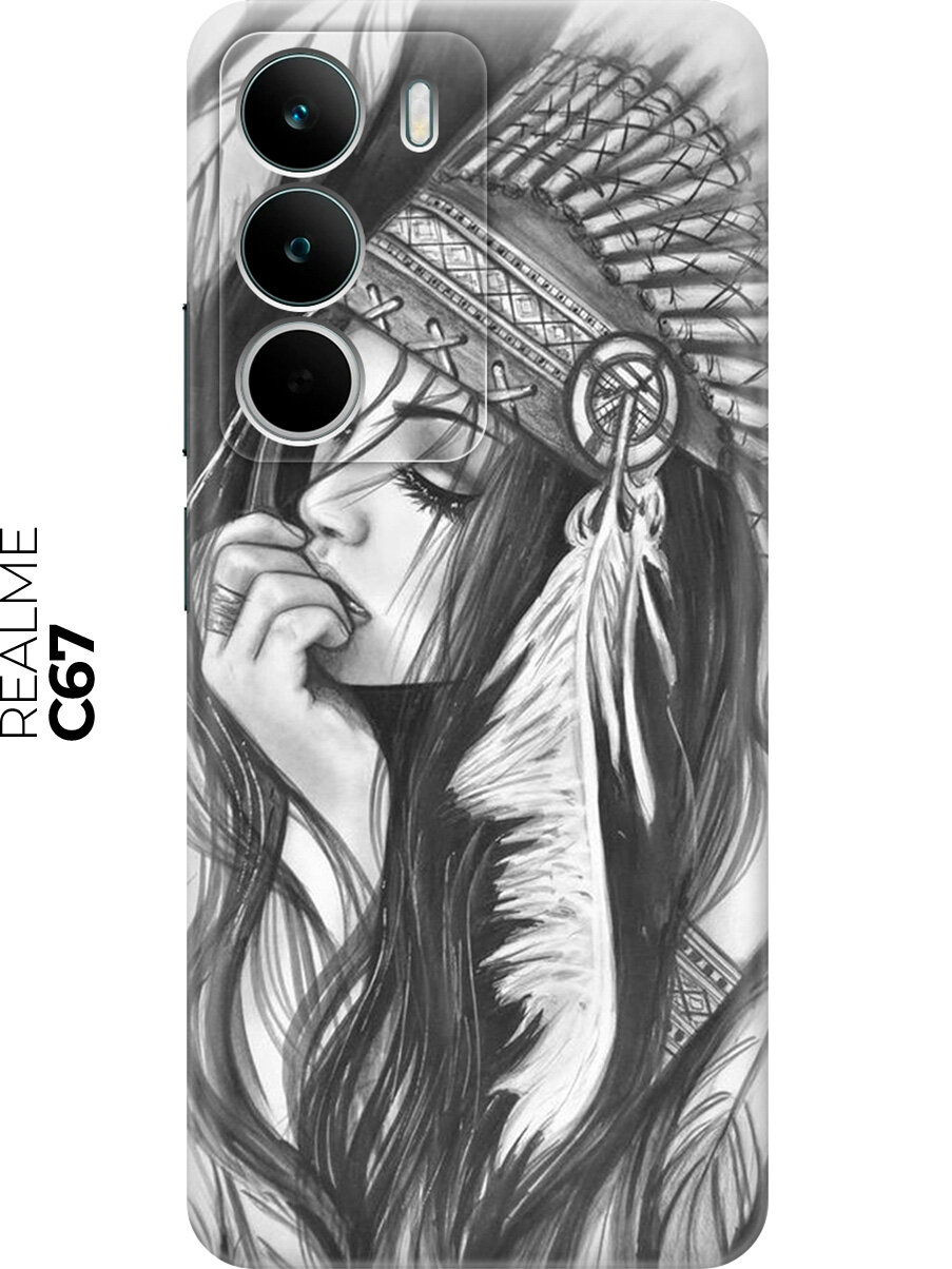 Силиконовый чехол на Realme C71 с принтом "Эскиз девушки"