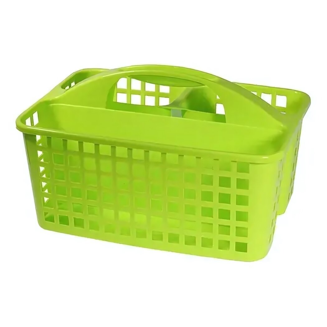 Органайзер-переноска пластиковый с ручкой, 23х31 см, сетчатые стенки, цвет салатовый