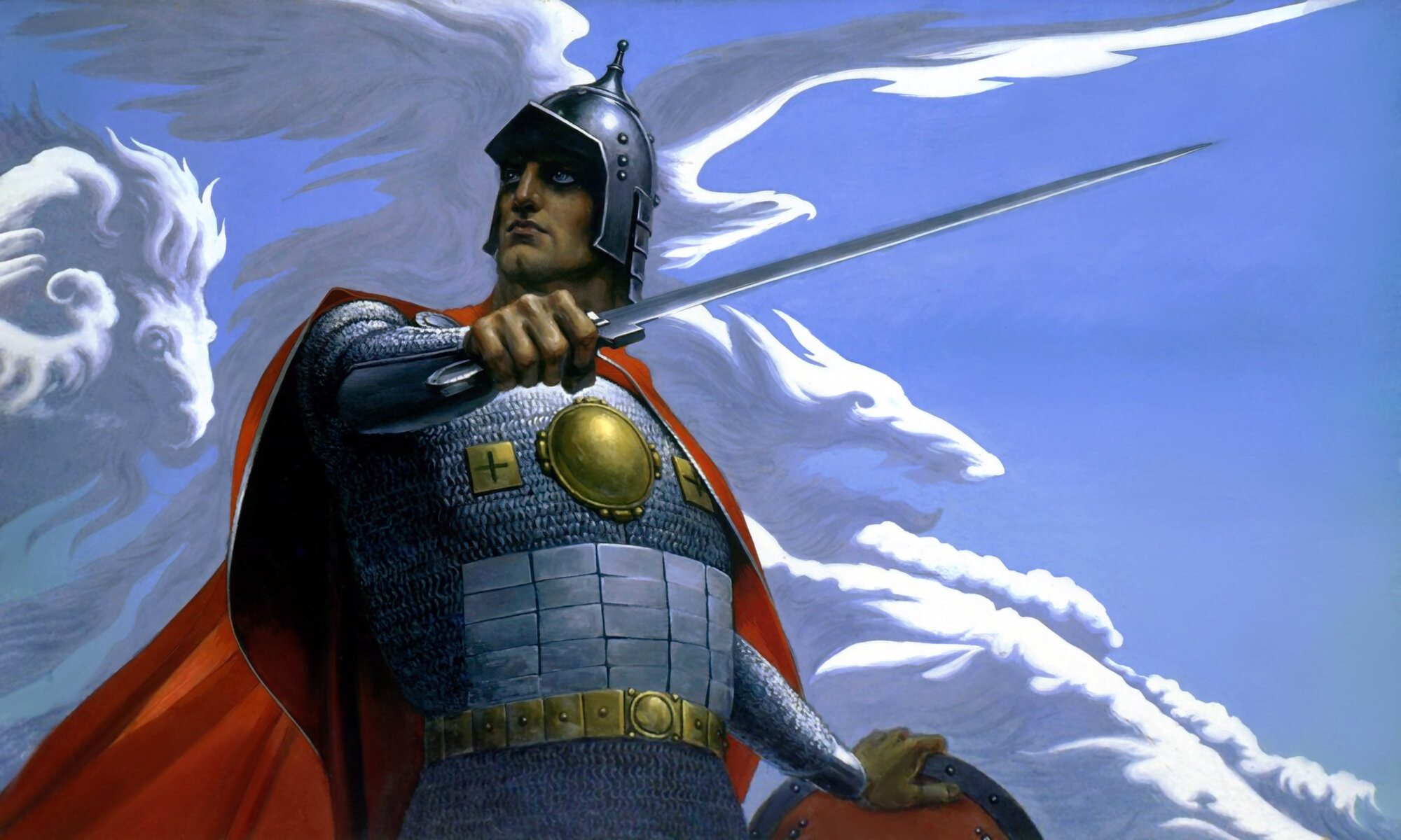 Репродукция картины Константина Васильева "Русский витязь" на холсте 50х85