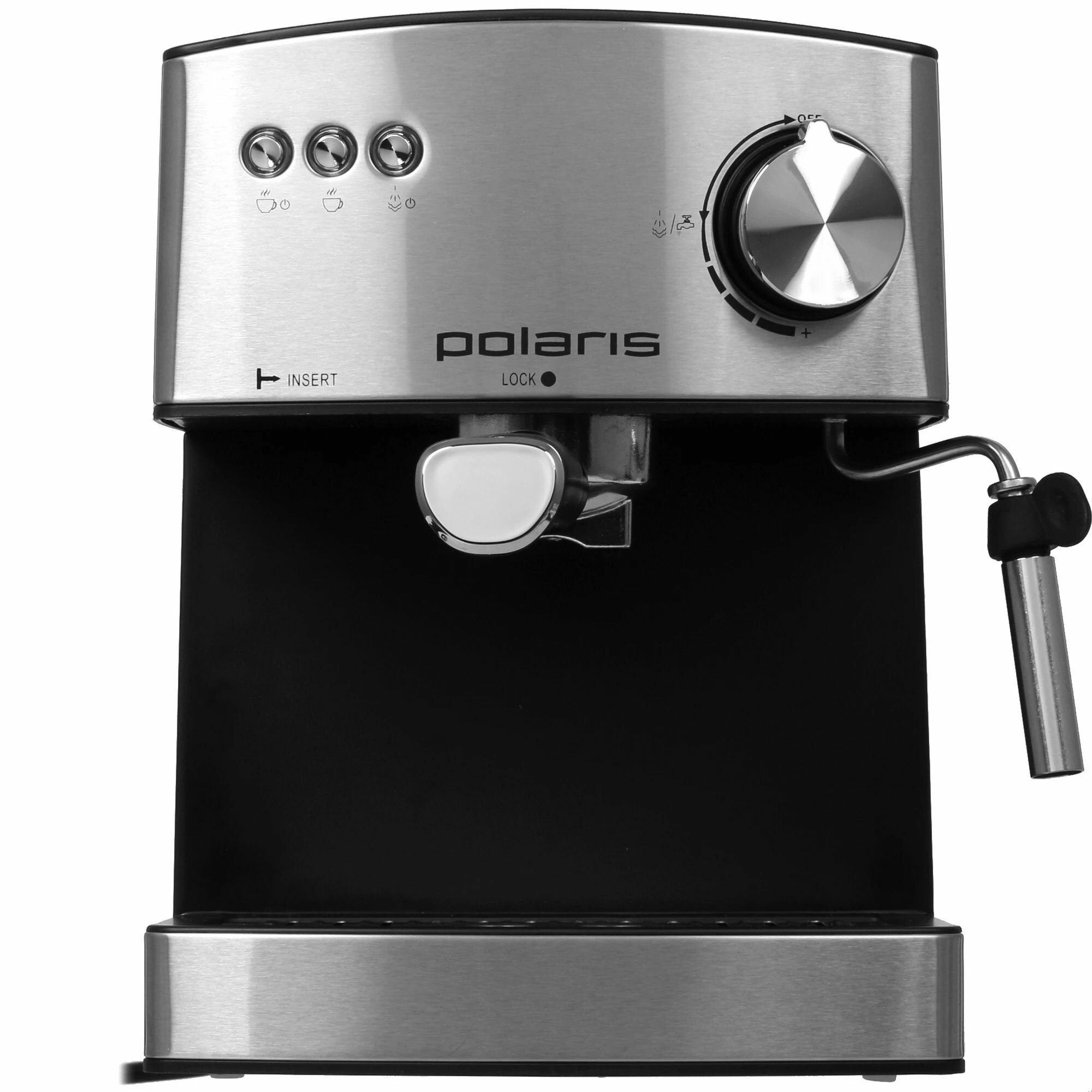 Кофеварка рожковая Polaris PCM 1528AE Adore Crema, серебристый