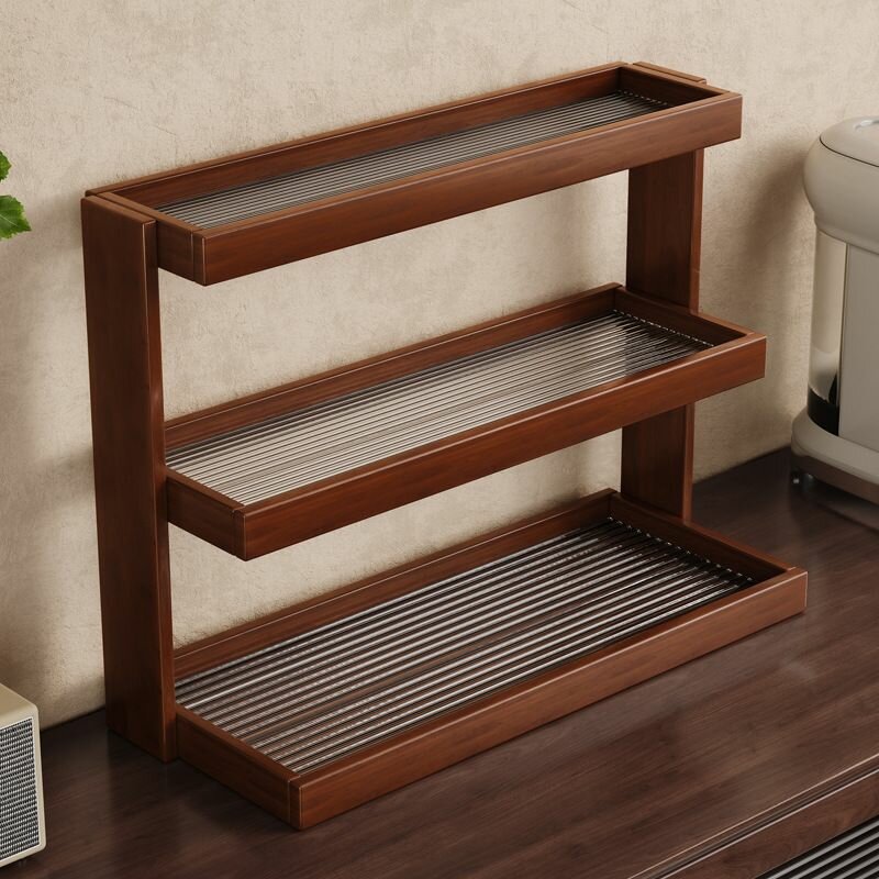 Настольный небольшой стеллаж，39.5×15.5×40，3-ярусный, цвета ореха