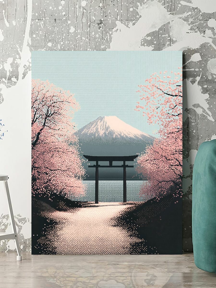 Картина интерьерная на стену - "Японский стиль, пейзаж", 50х70 см.