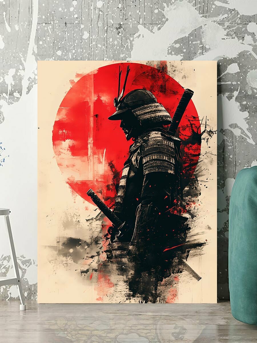Картина на стену для интерьера - "Самурай, японский стиль", 30х40 см.