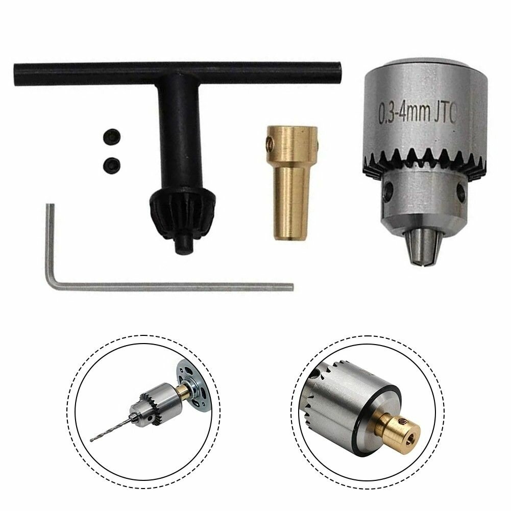 Мини-патрон для электрической дрели с конусом 0,3 4 мм и ключом для вала двигателя 3,17 мм