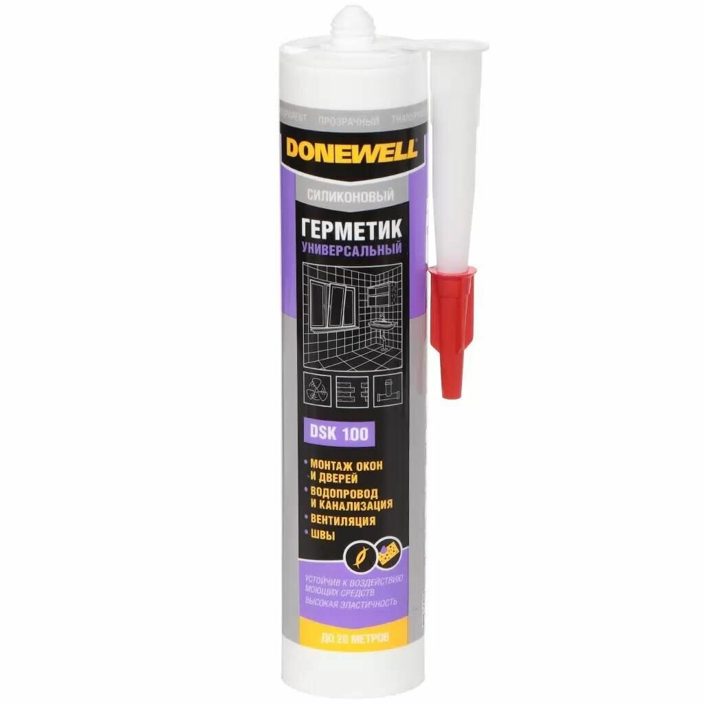 Герметик KUDO "DoneWell", силиконовый, универсальный, DSK100, бесцветный, 260 мл