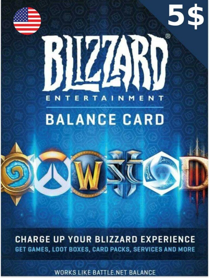 Карта пополнения Blizzard (Battle net) - 5 $ (США), электронный ключ