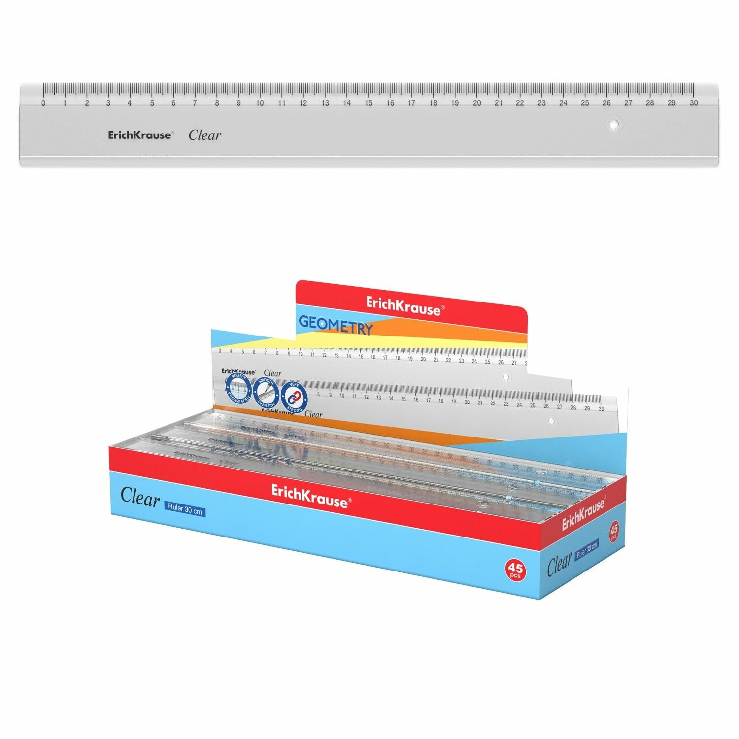 Линейка 30 см прозрачная "Clear"