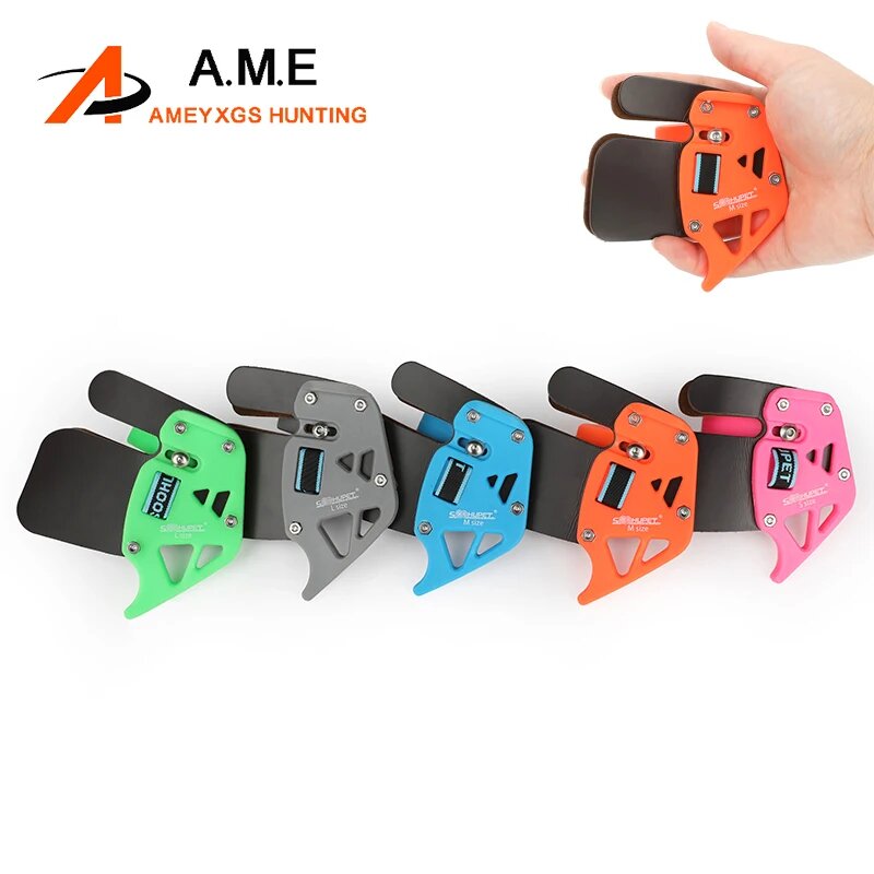 AMEYXGS Защита пальцев для стрельбы из лука, кожа, S/M/L Green-M