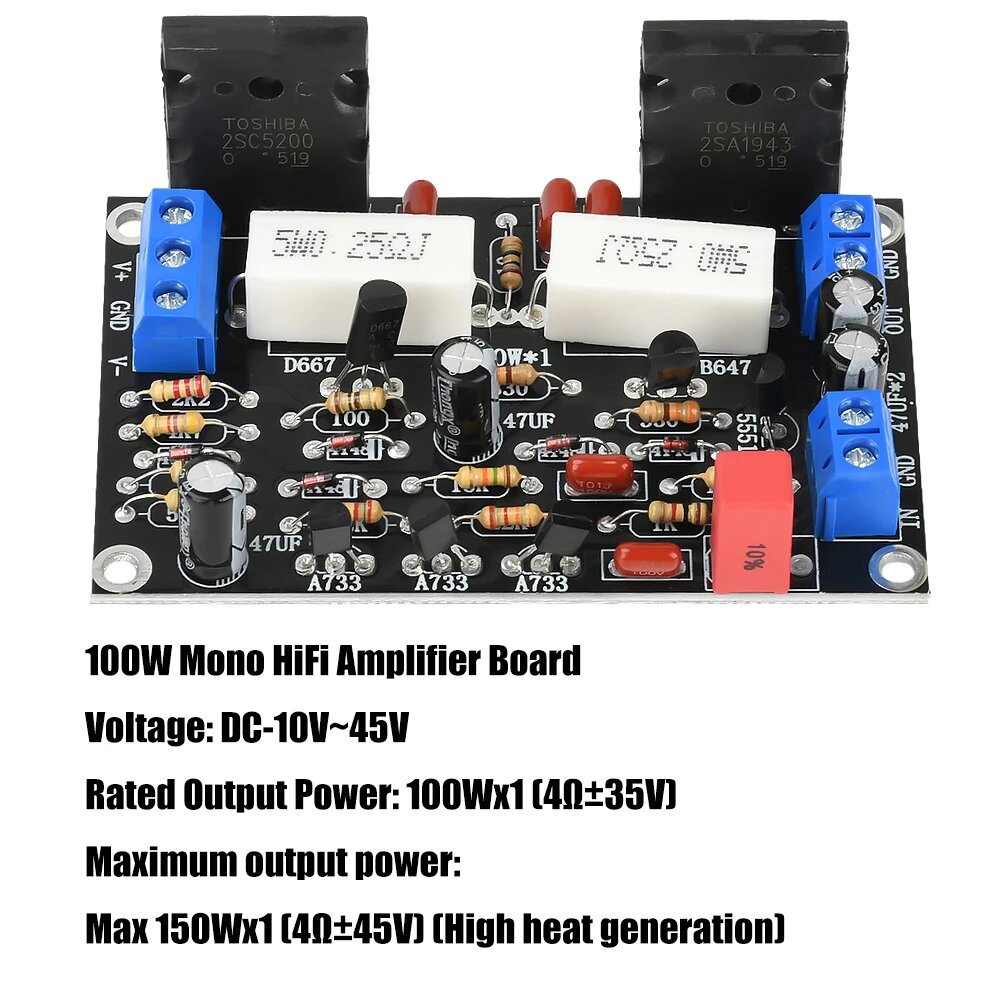 Моно Hi-Fi усилитель 100W, DC-10-45V