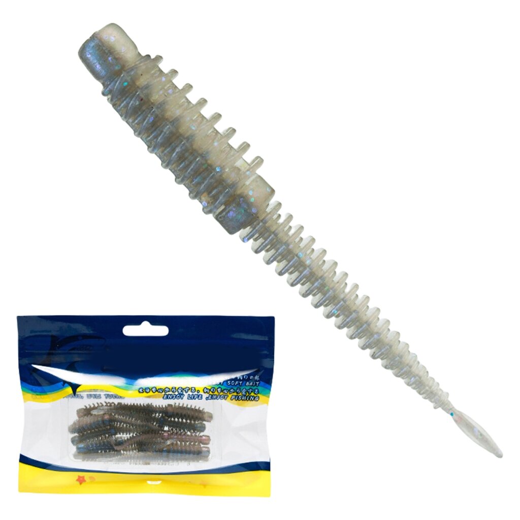 1 упаковка из 10 штук, мягкая приманка Luya с игольчатым хвостом, плавающее легкое танцующее насекомое-перламутрово-синее, 10 штук-6,5 см