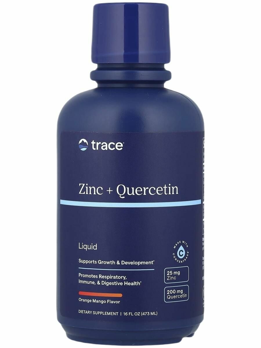 Trace, Жидкий цинк + кверцетин, апельсин и манго, 473 мл