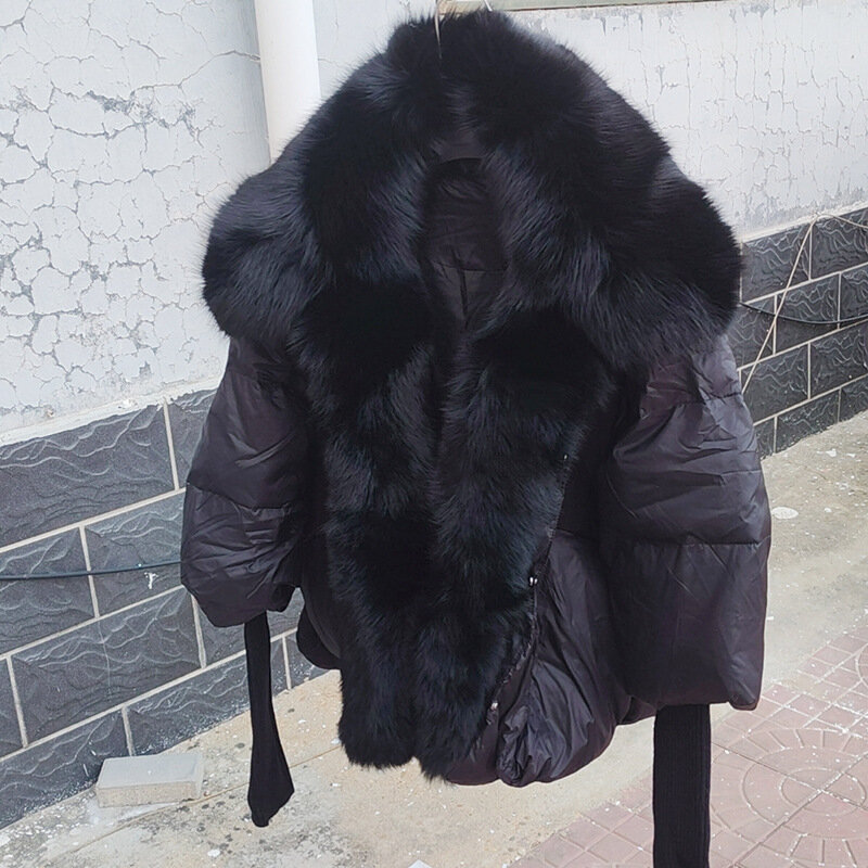 Зимняя новинка 2025 года, пуховик Fault Fox Fur с большим меховым воротником, женское короткое пальто в стиле вестерн из белого утиного пуха