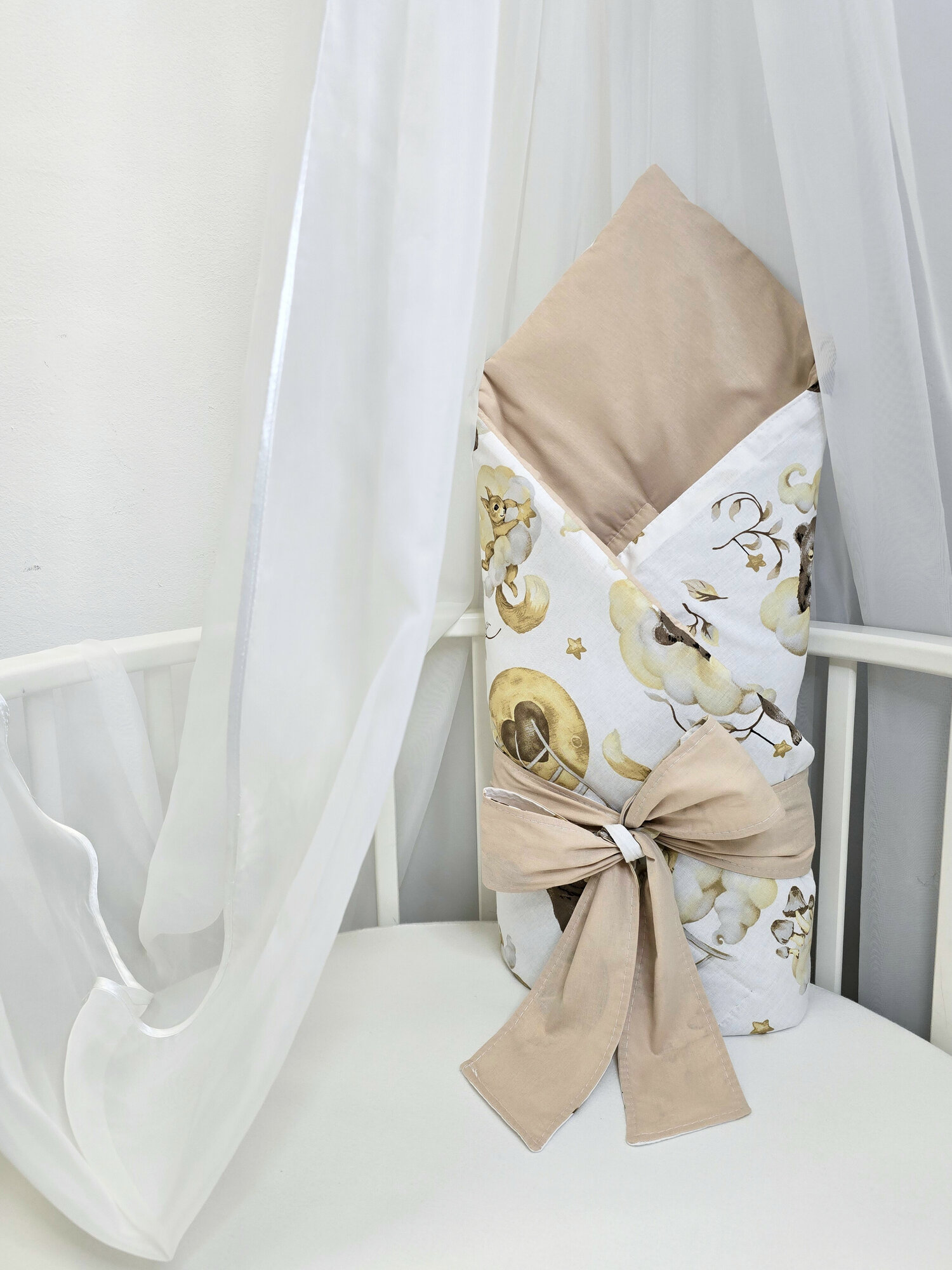 Конверт-одеяло демисезон детский на выписку с поясом 90х90 см.