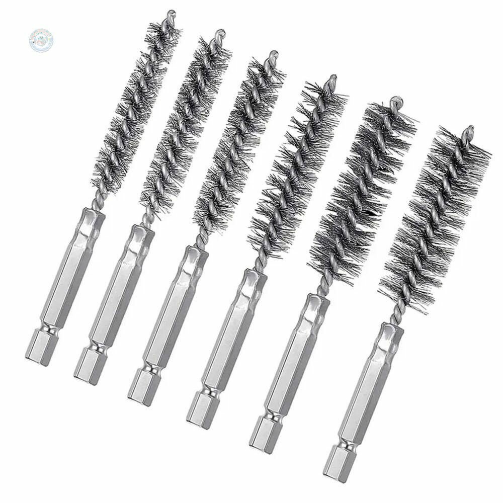 Щетки проволочные из нержавеющей стали для дрели и шуруповерта, набор 6 шт, шестигранный хвостовик, для очистки ржавчины краски полировки, универсальные насадки для электроинструмента