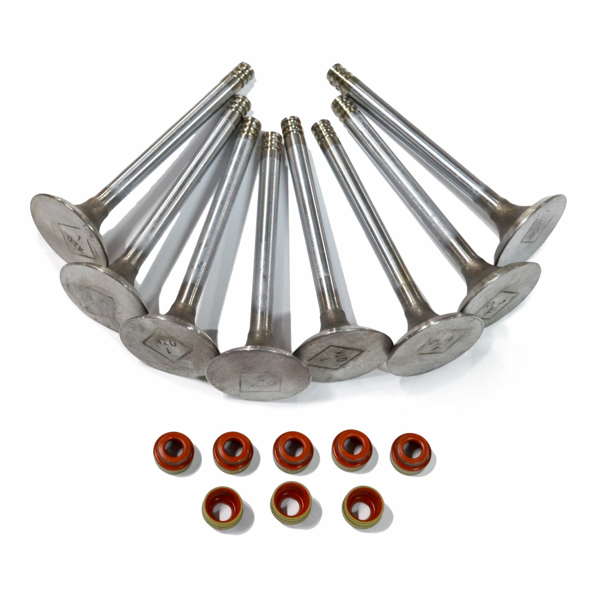 Комплект клапанов впускных с маслосъемными колпачками (газ/бензин) УАЗ, ГАЗ с двигателями ЗМЗ 4052, 40522, 4061, 4062, 4063, 409