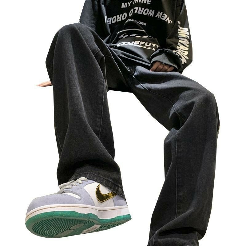 Мужские джинсы ZY в стиле hip-hop, прямые джинсы ZY с широкими штанинами, зимние джинсы ZY для мужчин