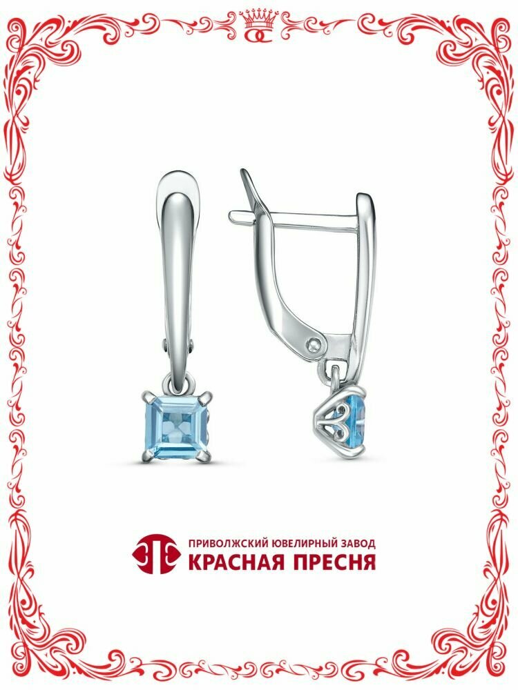Серьги, серебро, 925 проба, родирование, Лондон топаз
