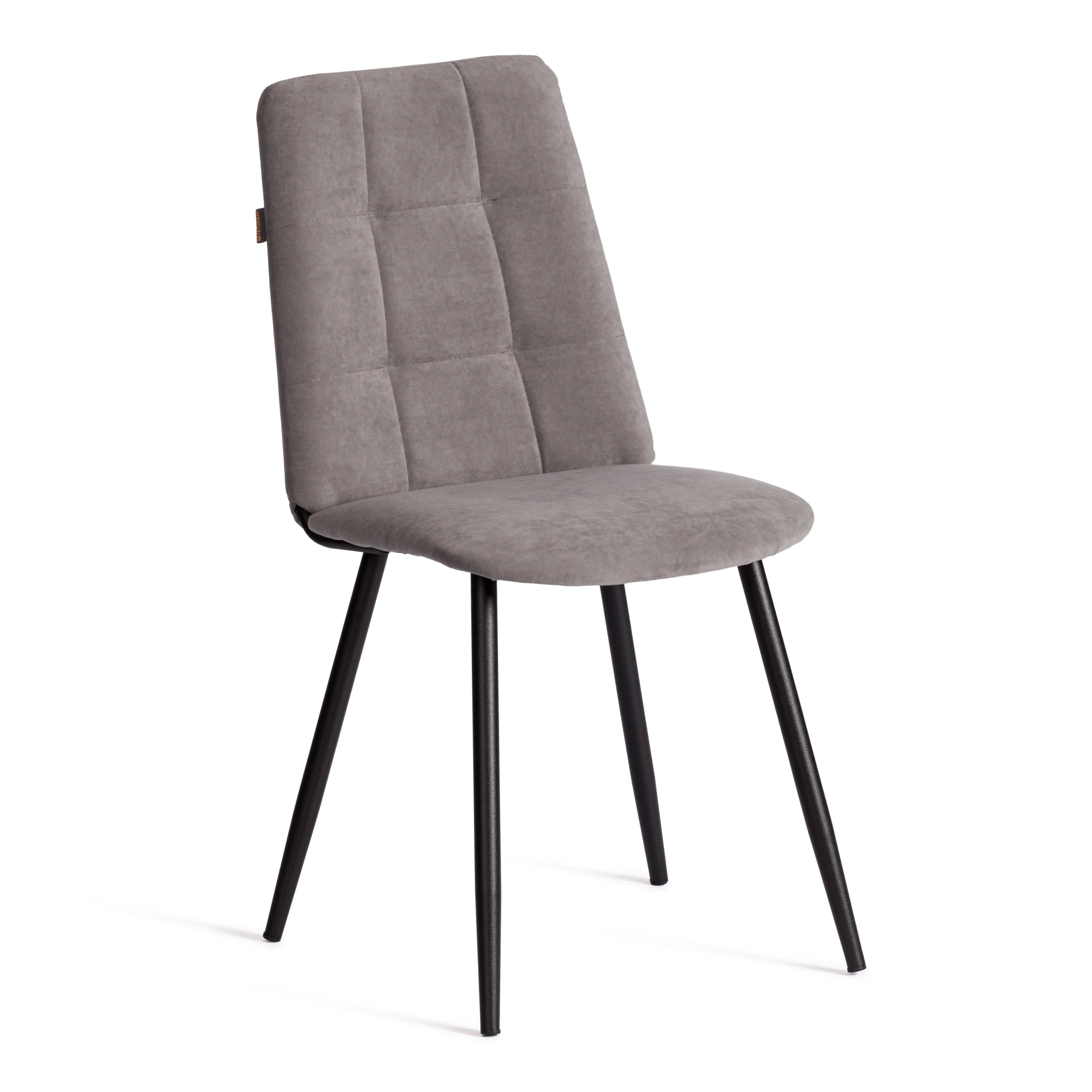 Стул Asti Tetchair серый, велюр и металл, мягкое сиденье, без подлокотников
