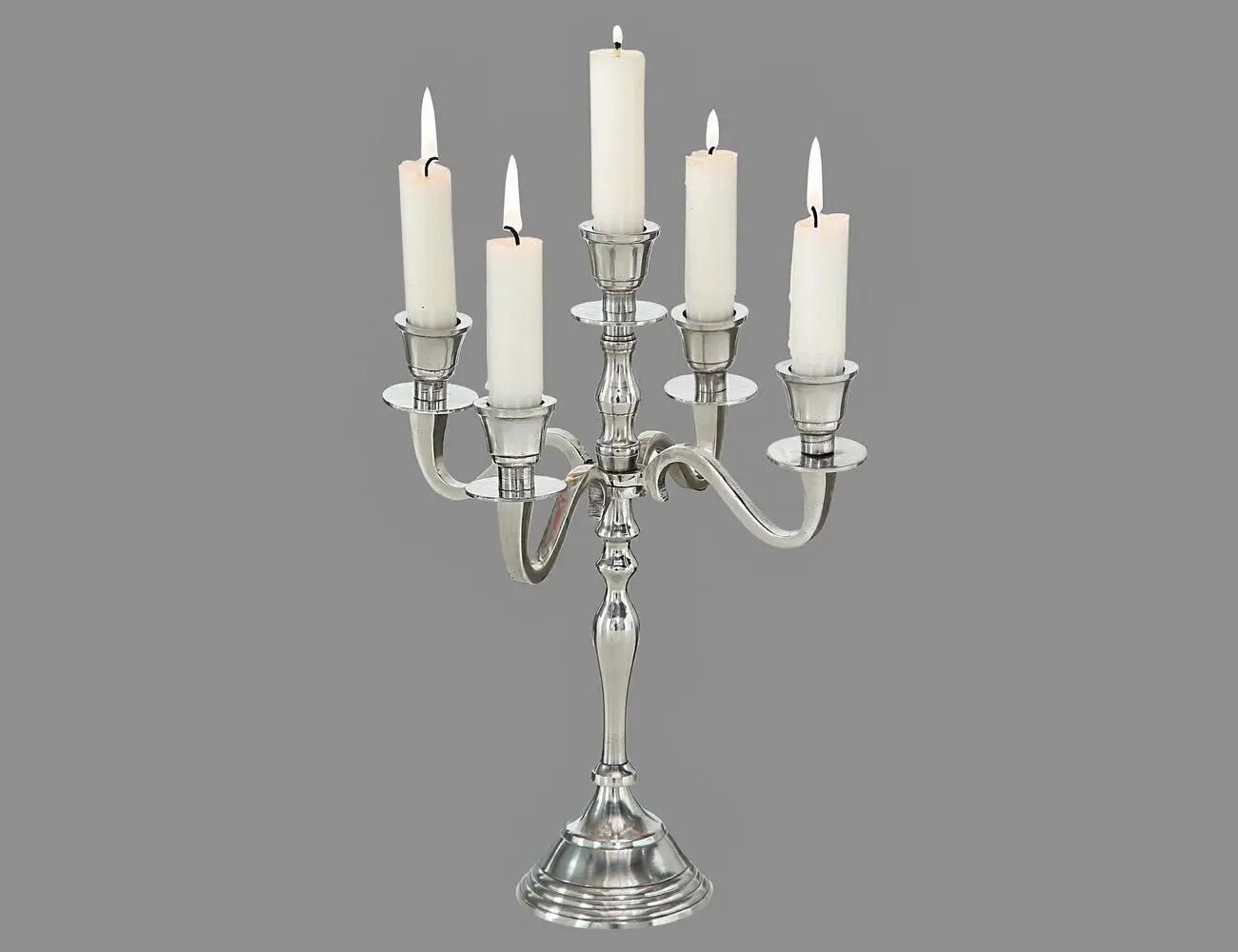 Канделябр чезаре под 5 свечей, серебряный, 30 см, Boltze