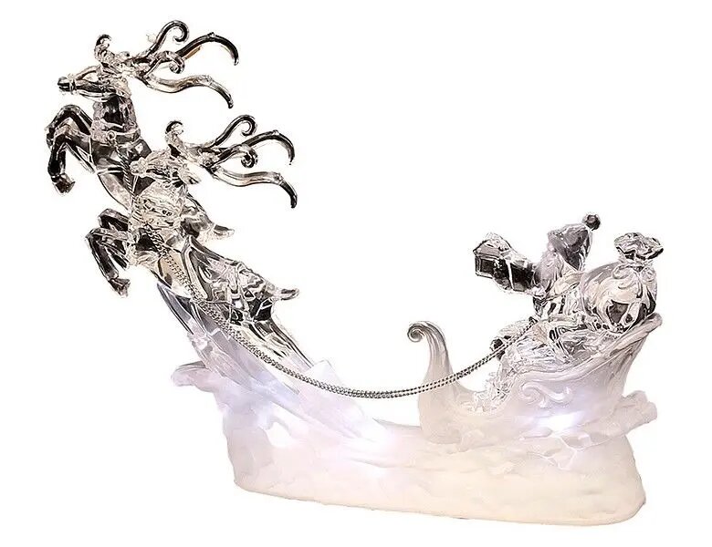 Декоративная фигура упряжка деда мороза во льдах, акрил, холодный белый LED-огонь, 24х17.5 см, батарейки, Sigro