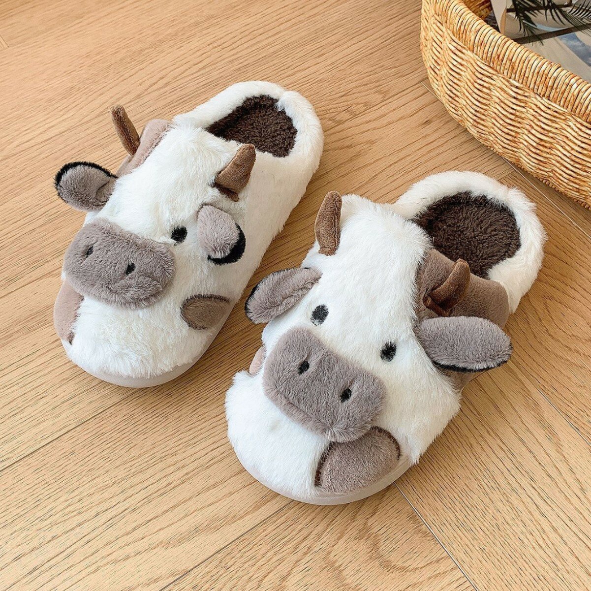 MOOCIE Тапочки из коровьего хлопка с толстой подошвой, нескользящие, осенние и зимние, для дома, утолщенная хлопковая обувь, зимние плюшевые тапочки, бахилы