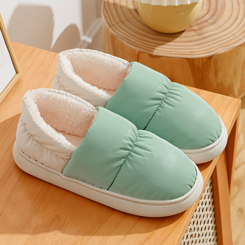 MOOCIE Меховые тапочки в корейском стиле, женская домашняя обувь, осенне-зимние, нескользящие, домашние, на толстой подошве, домашние хлопковые тапочки-бахилы