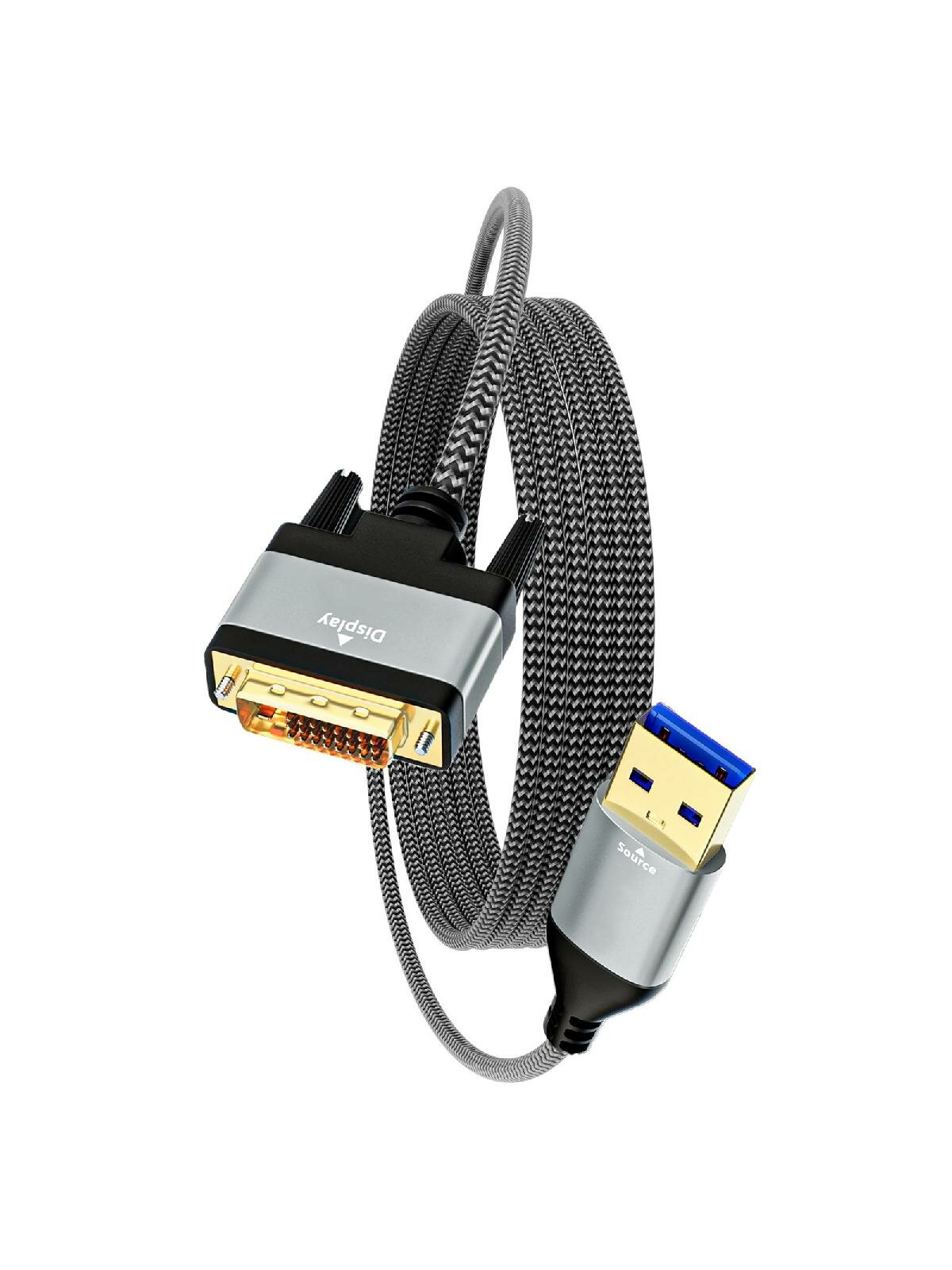 USB3.0 to DVI Male Video Cable Fast Speed 5Gbps Transmission 1920x1200 Resolution For Computer Monitor