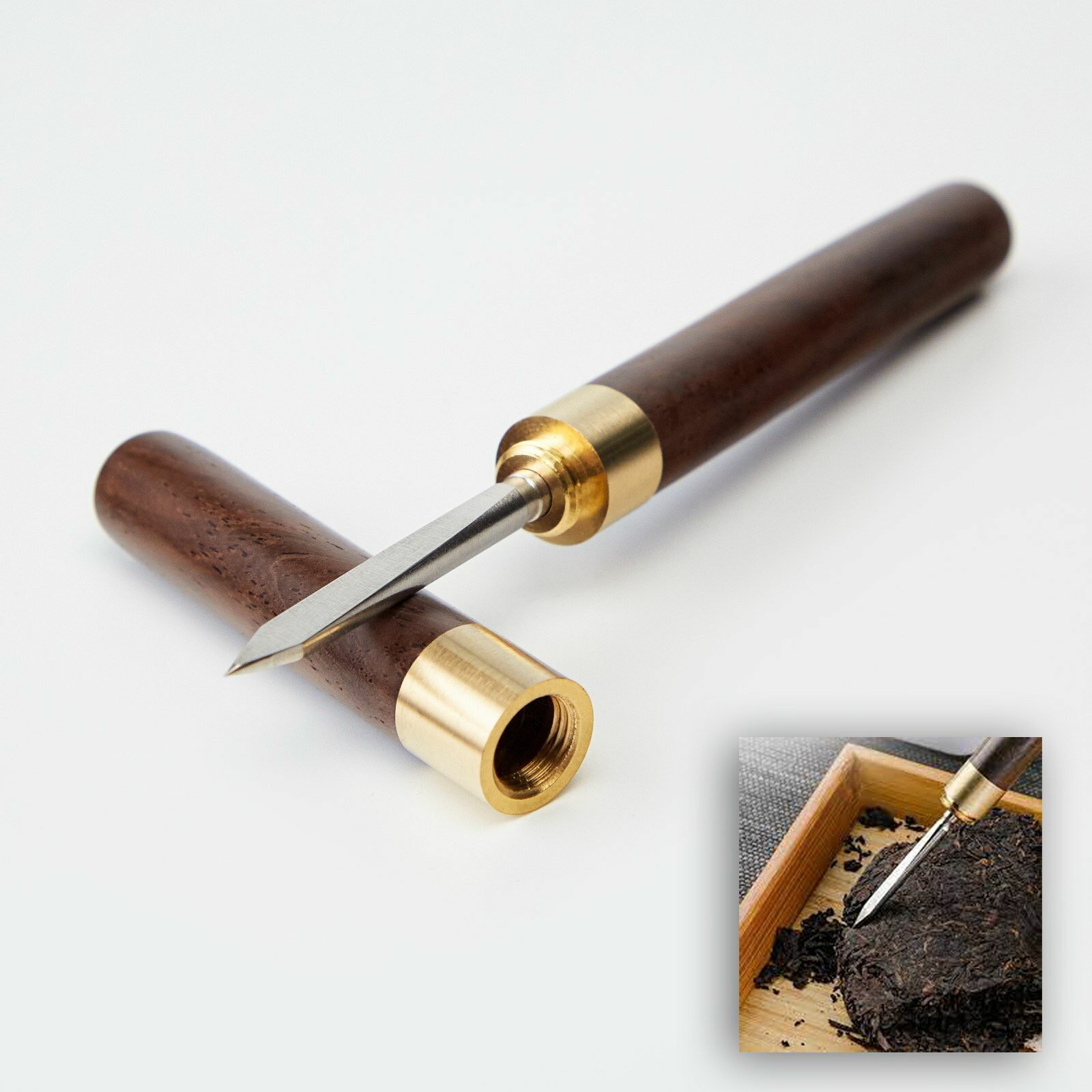Нож для китайского чая Пуэр, 15.5x1.5 см, металл, дерево, коричневый