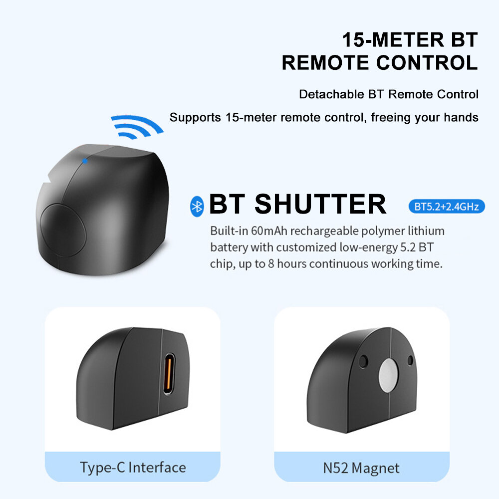 Смартфон Камера Snap Grip 15W Беспроводная зарядная стойка Вращающаяся магнитная ручка камеры BT кронштейн Пульт дистанционного управления для видео фотосъемки