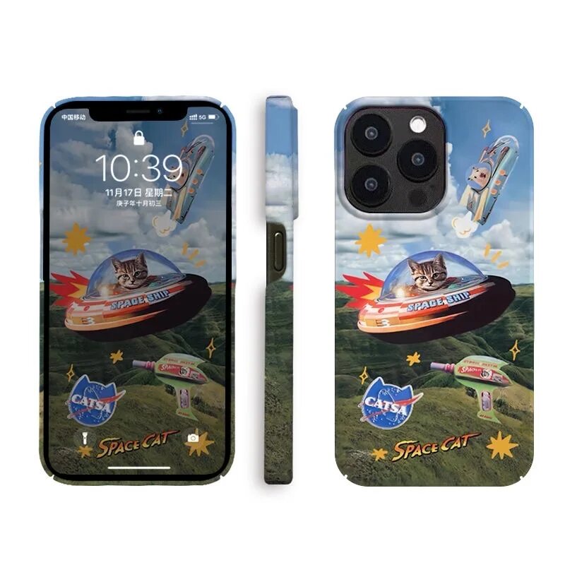 Магнитный чехол Ins Space Cat Blue Sky для IPHONE 16 15PRO MAX 14 13 PRO 13 PRO MAX 15 15PLUS 12, акриловые жесткие чехлы для мобильных телефонов Magnetic half case, For iPhone 15PRO MAX