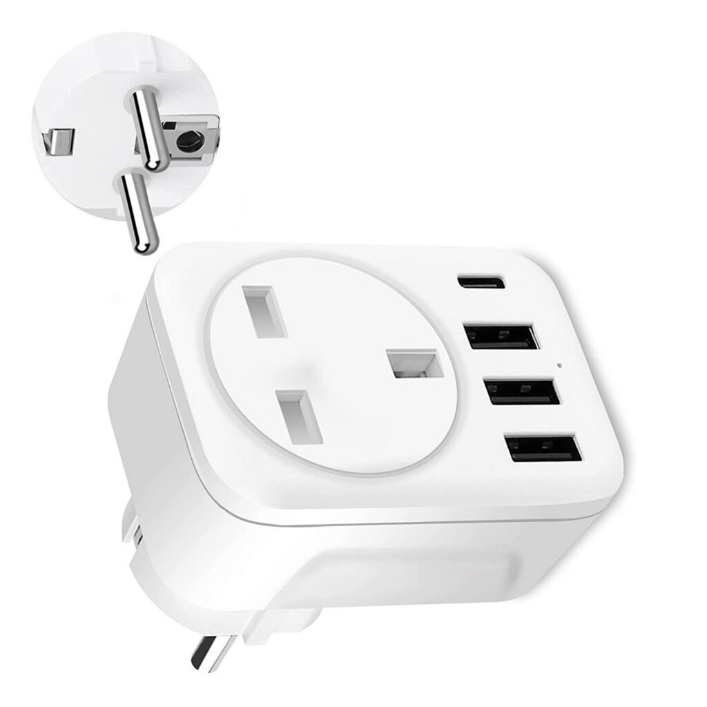 Адаптер для нескольких стран, преобразователи 240 В в 110 В, 4 порта быстрой зарядки USB QC3.0