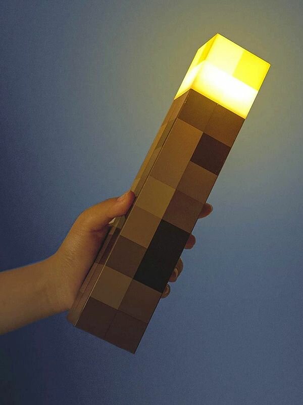 Детский ночник майнкрафт, светильник факел minecraft, 4 цвета беспроводной крепление на стену