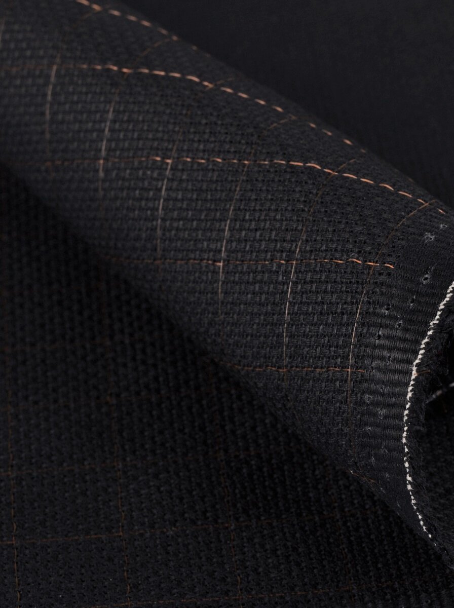 Канва K04R "Gamma" Aida №14, 92% хлопок, 8% терилен, размер 50 х 50 см, цвет черный в клетку, заводская фасовка,1 шт