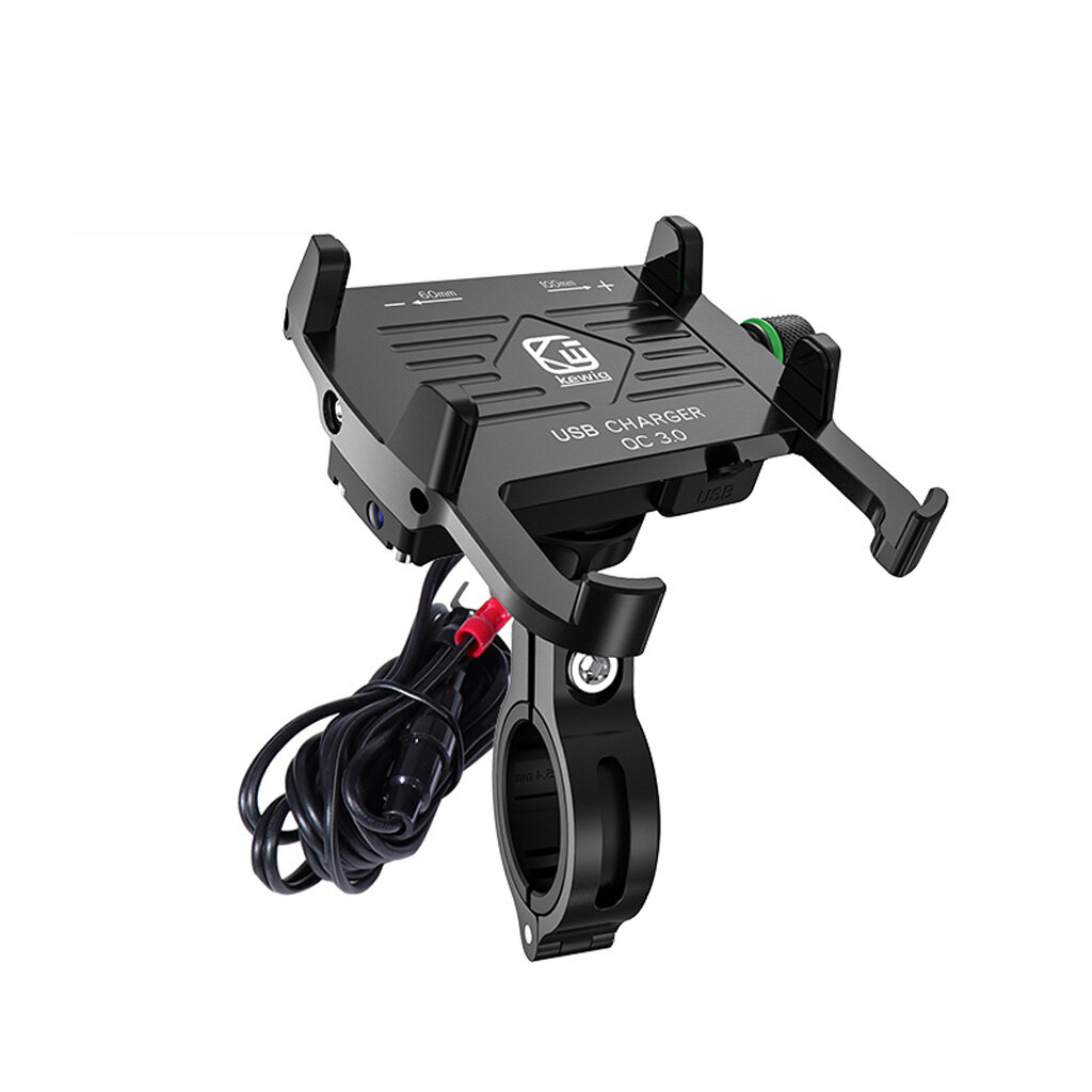 Cellphone Holder Cradle for Motorcycle Handle Bar/Mirror Base 360° Rotatable Bracket Mount with for QC 3.0 USB Charger