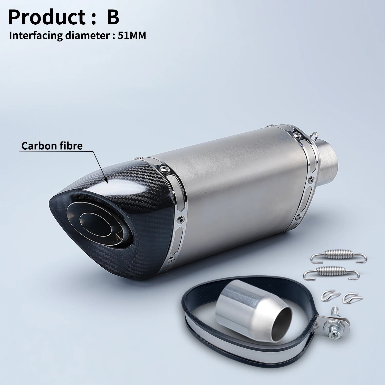 Универсальная выхлопная система для мотоциклов 200 мм с полным карбоновым покрытием и глушителем DB killer для Z900, Ninja 400, R6, GSX250, GSXR750 Type B